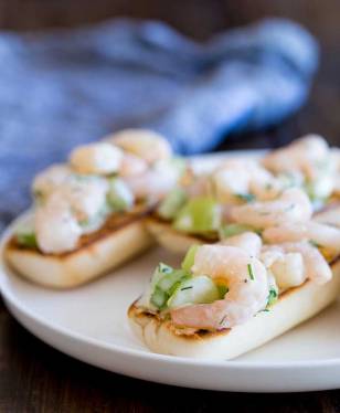 Open Shrimp Sandwich with Grape and Celery | Sprinkles and Sprouts