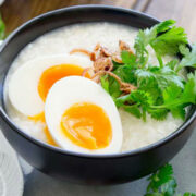Ginger Congee with Egg and Crispy Onions - Sprinkles and Sprouts