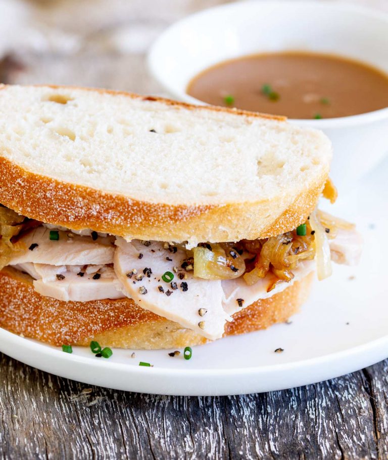 French Dip Hot Turkey Sandwich - Sprinkles and Sprouts