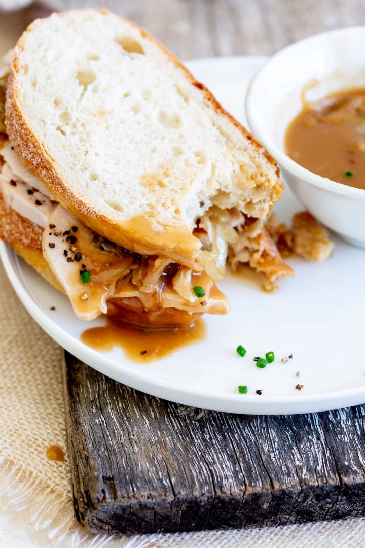 French Dip Hot Turkey Sandwich - Sprinkles and Sprouts