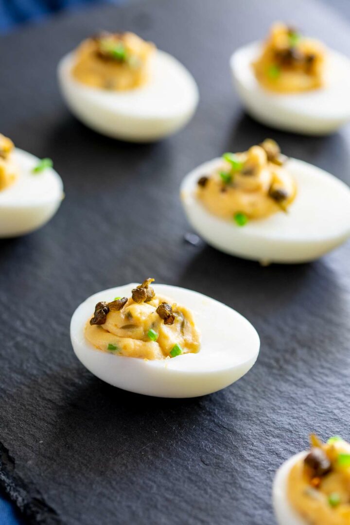 Deviled Eggs with Fried Capers - Sprinkles and Sprouts
