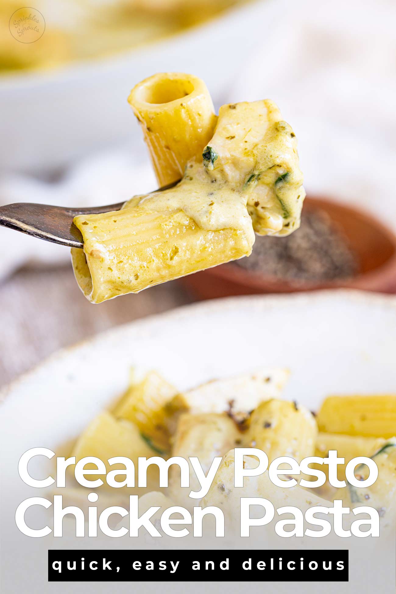 Creamy Chicken Pesto Pasta - Sprinkles and Sprouts