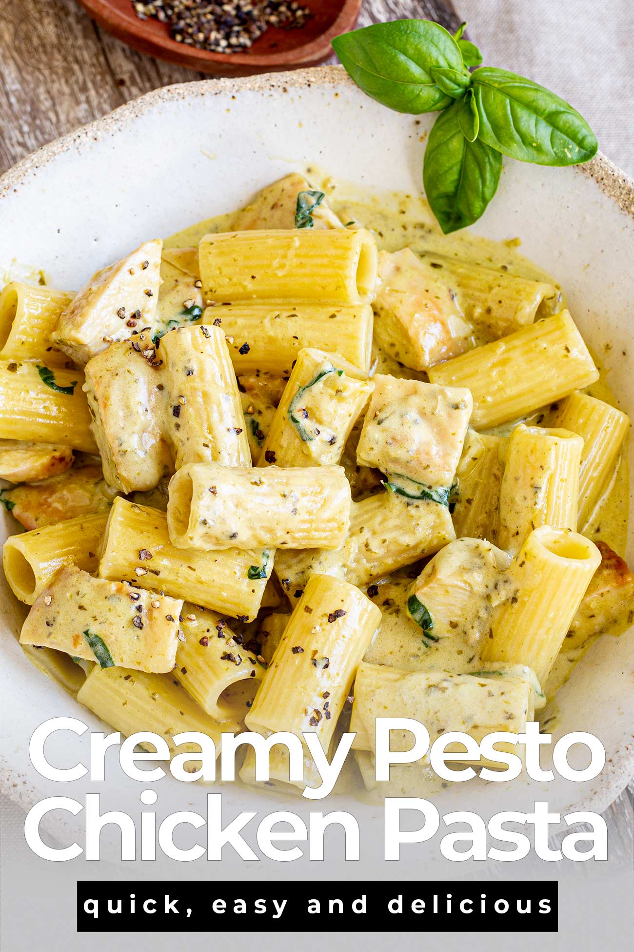 Creamy Chicken Pesto Pasta - Sprinkles and Sprouts