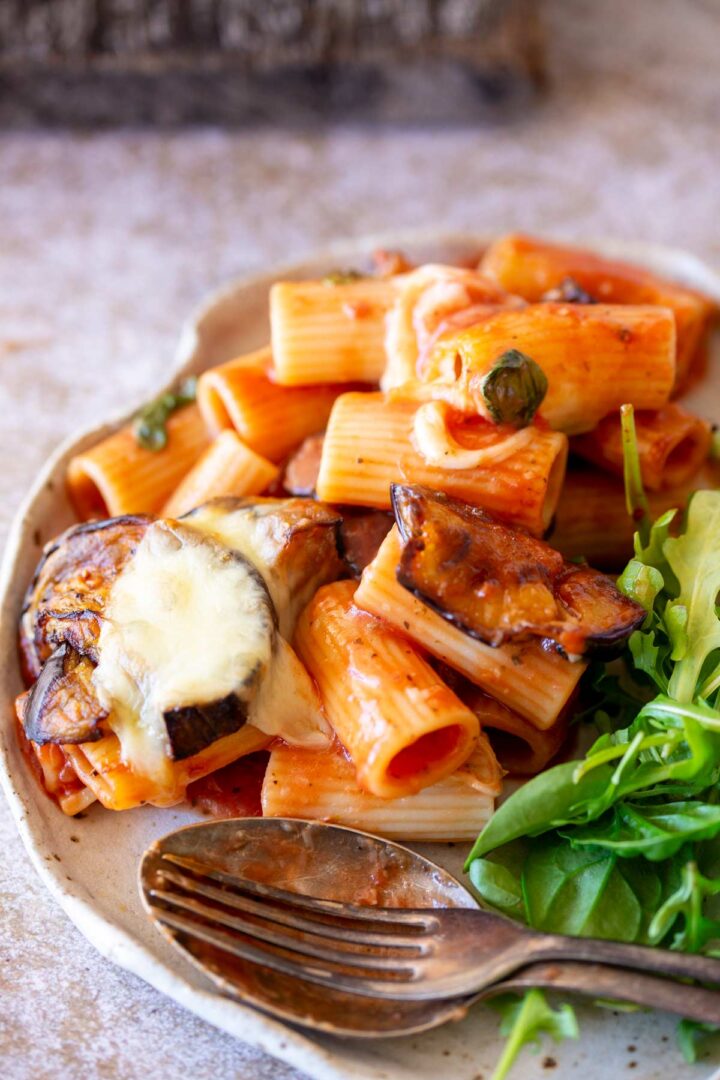 Baked Rigatoni alla Norma - Sprinkles and Sprouts
